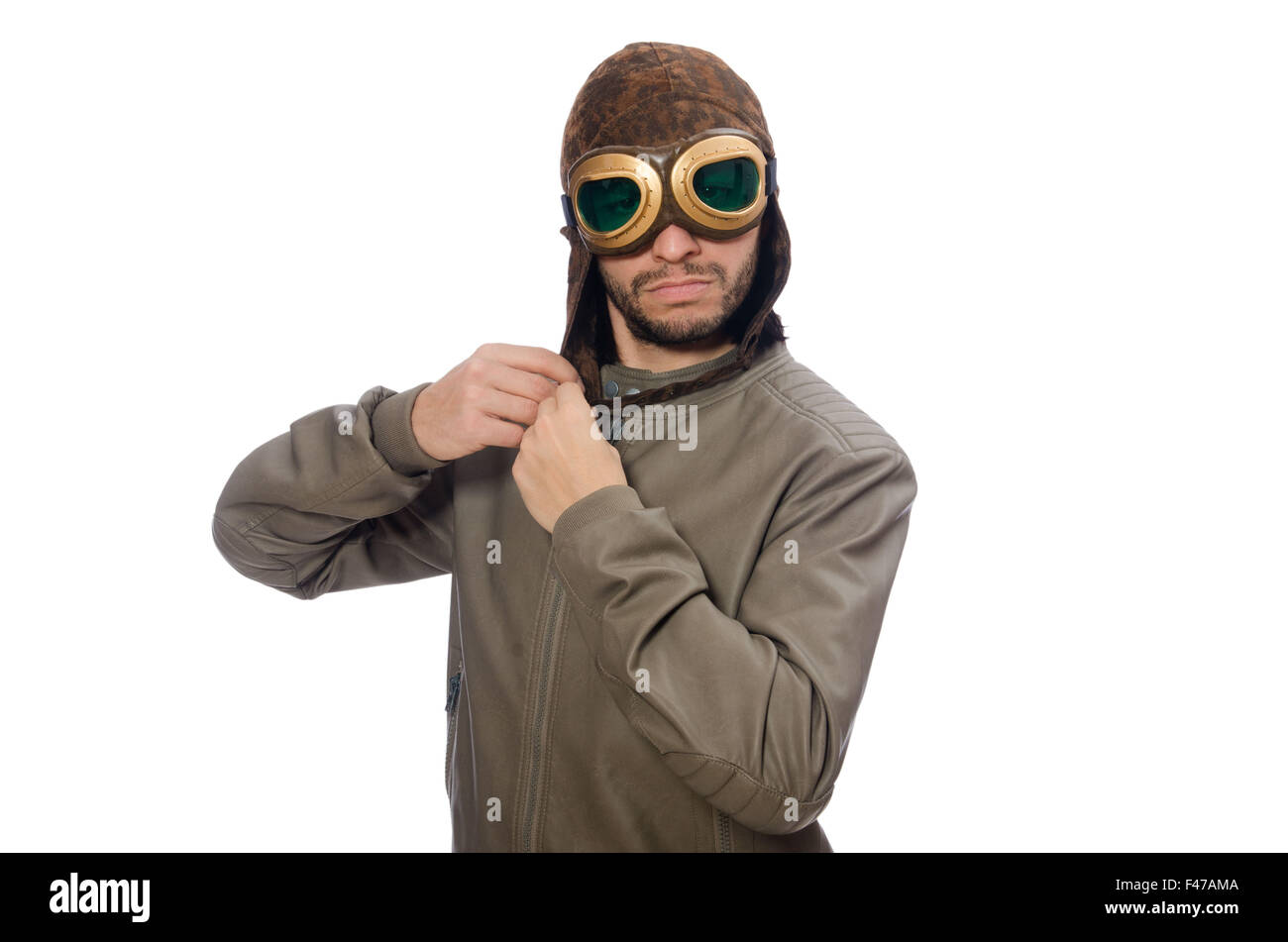 Funny pilot isolated on the white Stock Photo - Alamy