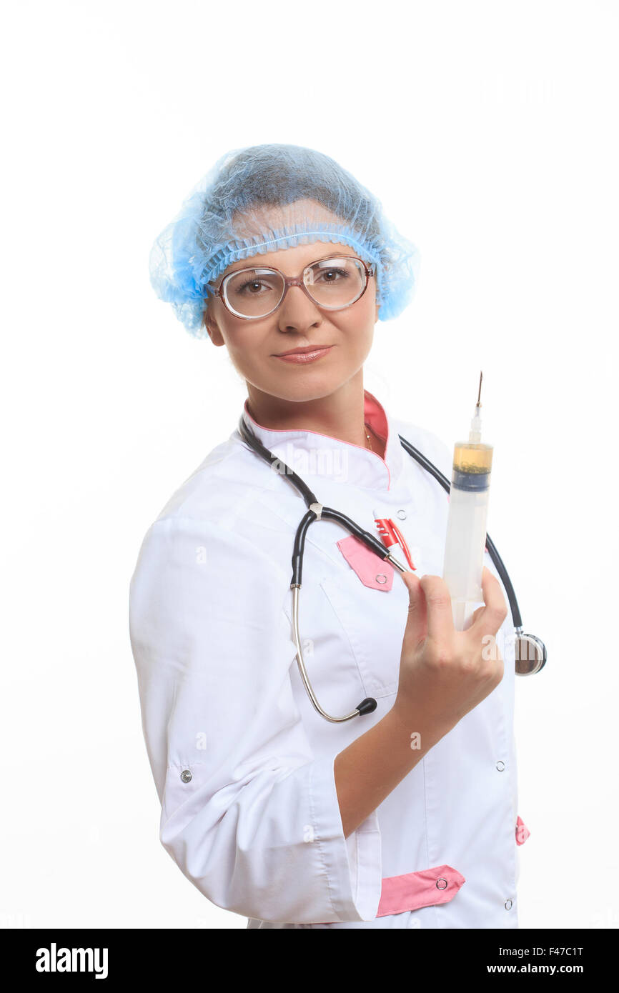 evil doctor with big syringe Stock Photo - Alamy