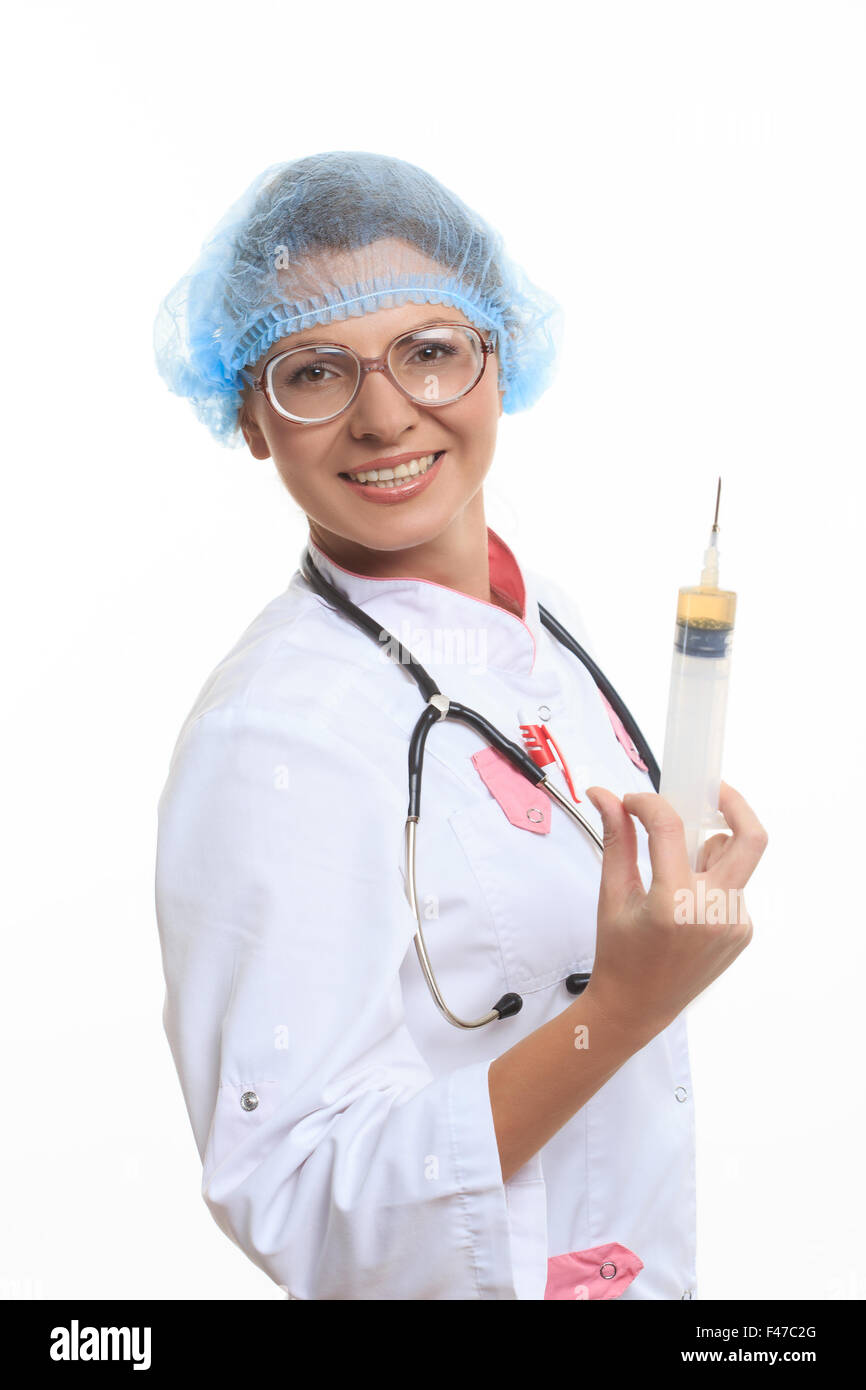 evil doctor with big syringe Stock Photo - Alamy