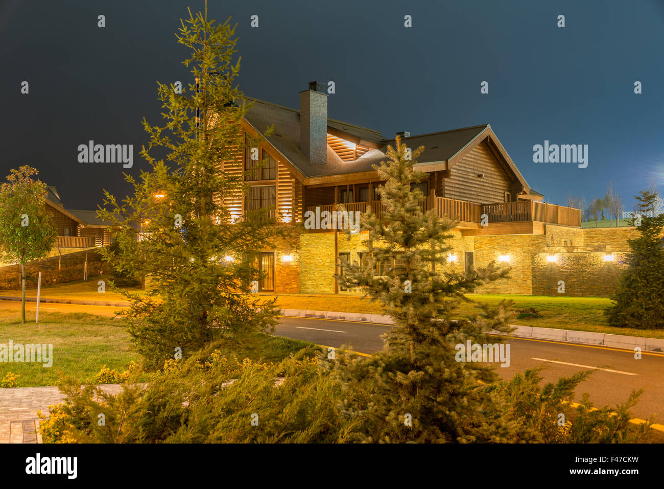 Nice modern house during evening hours Stock Photo - Alamy
