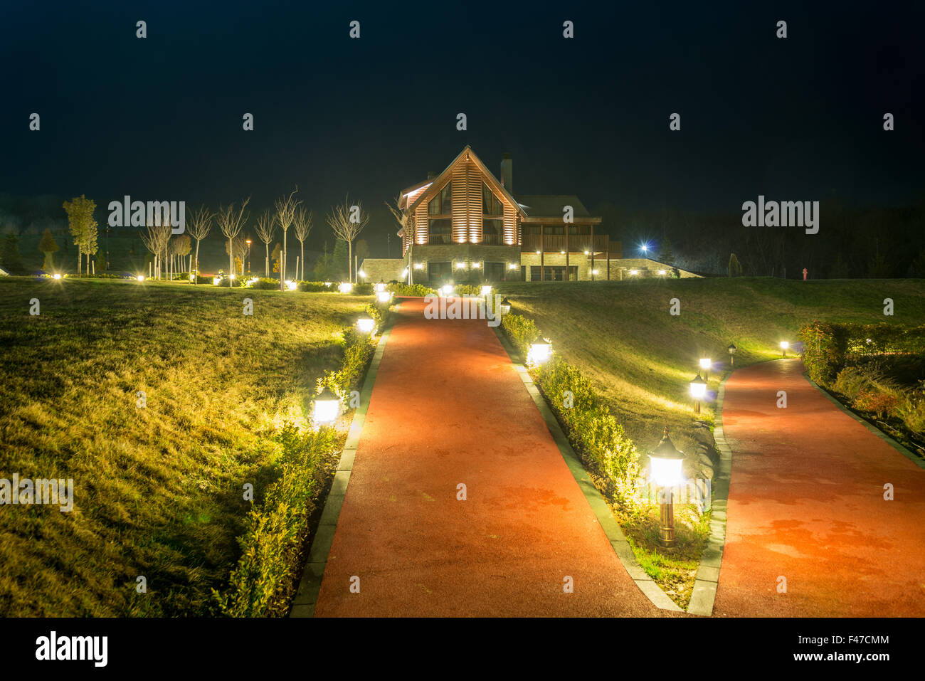 Nice modern house during evening hours Stock Photo - Alamy