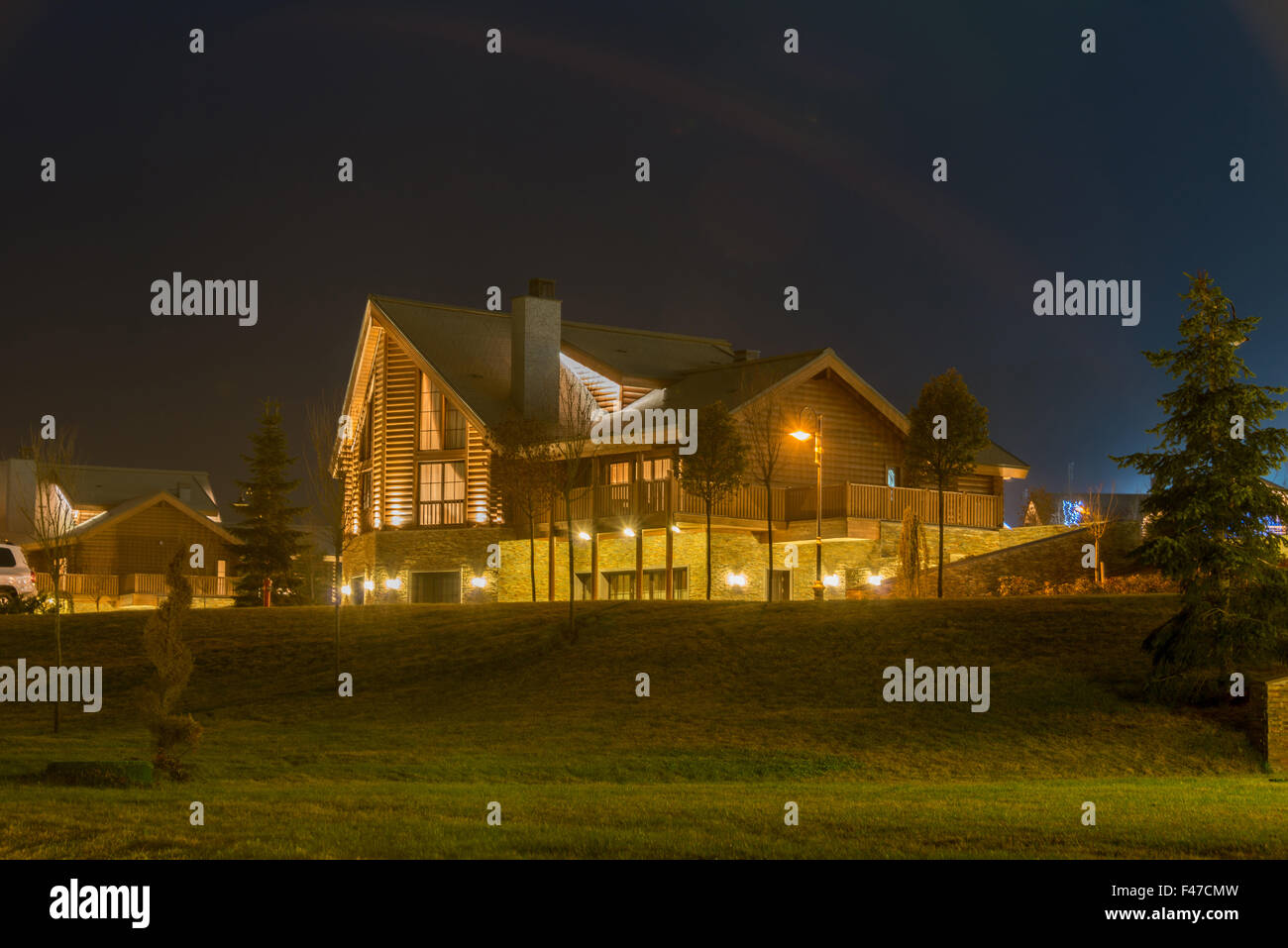 Nice modern house during evening hours Stock Photo - Alamy