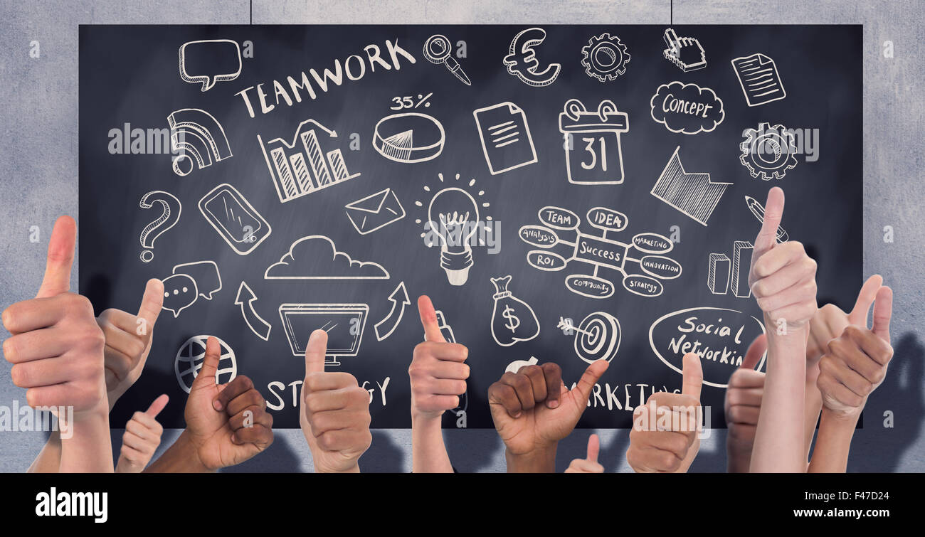 Composite image of hands showing thumbs up Stock Photo - Alamy