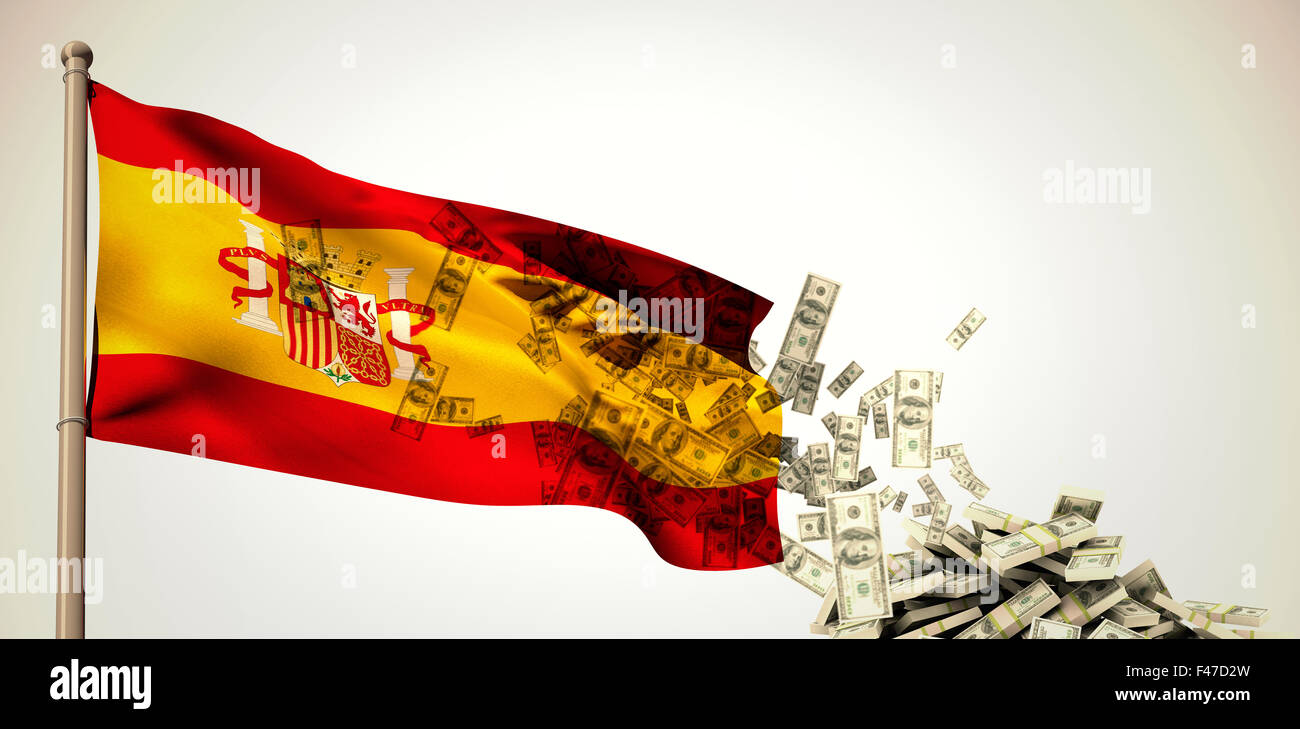 Composite image of falling dollars Stock Photo - Alamy