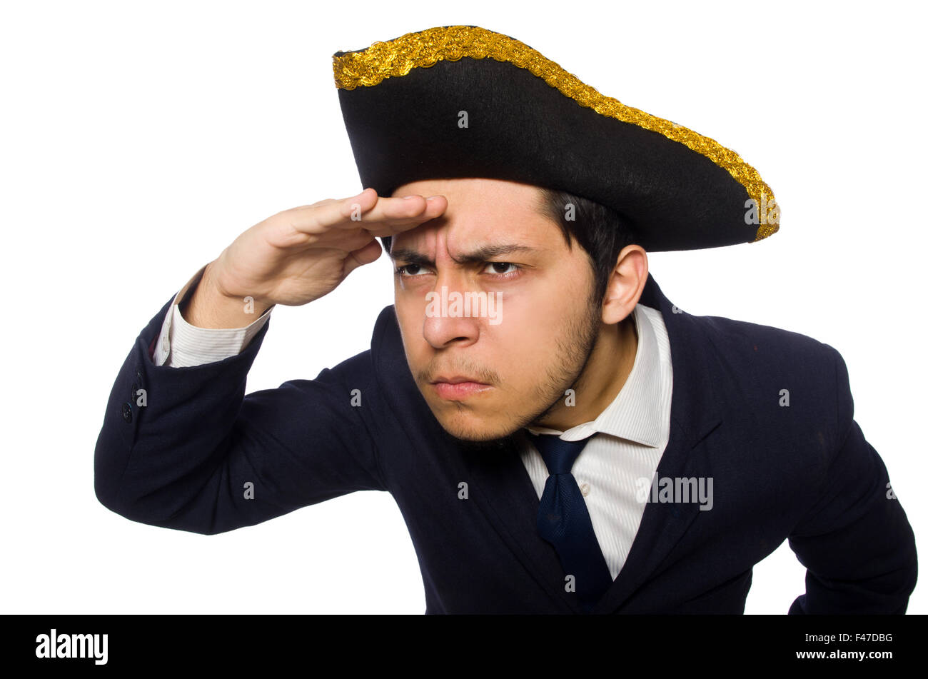 Young captain isolated on white Stock Photo - Alamy