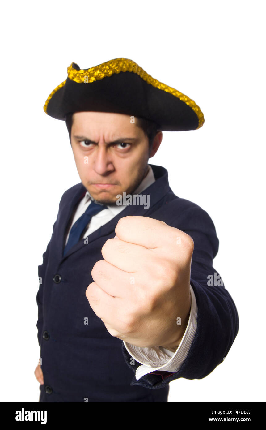 Young captain isolated on white Stock Photo - Alamy