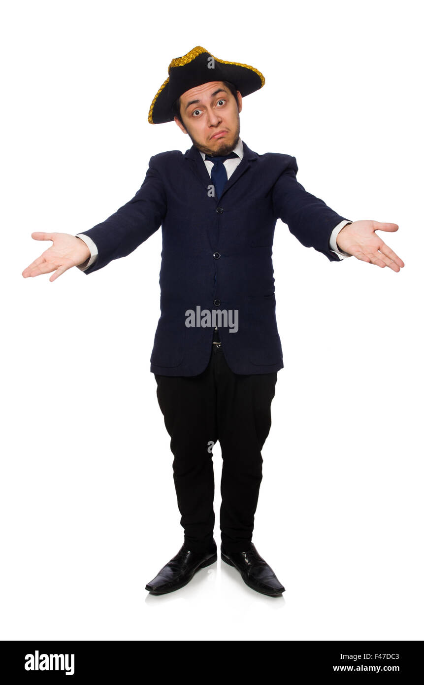 Young funny captain isolated on white Stock Photo - Alamy