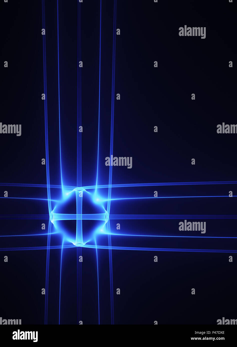 Blue neon technologic cross on a black background Stock Photo - Alamy