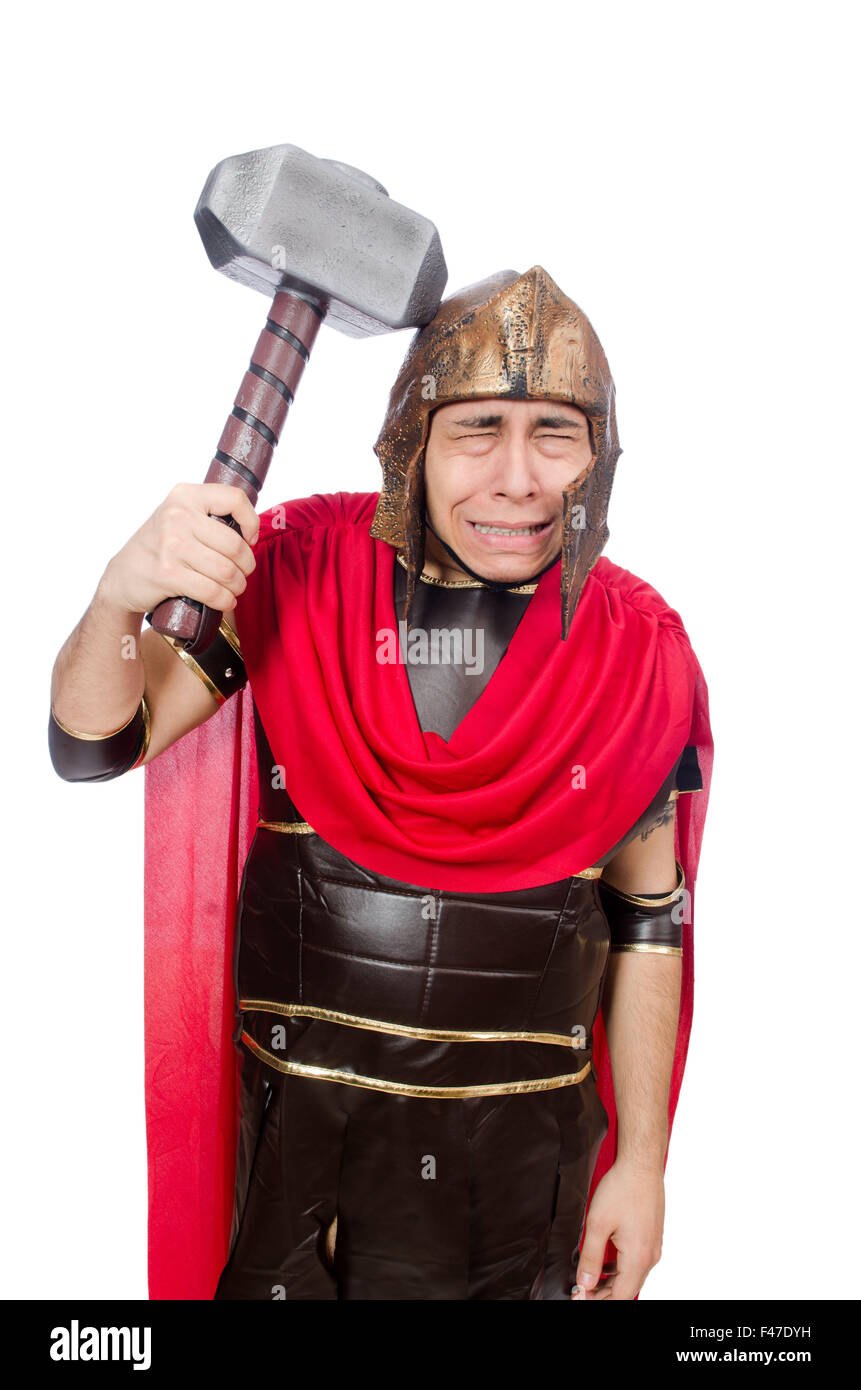 Gladiator with hammer isolated on white Stock Photo - Alamy