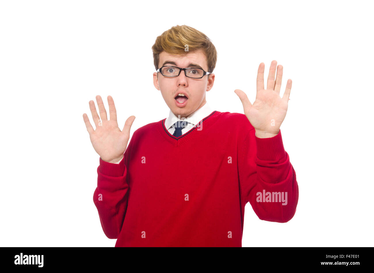 Student isolated on white Stock Photo - Alamy