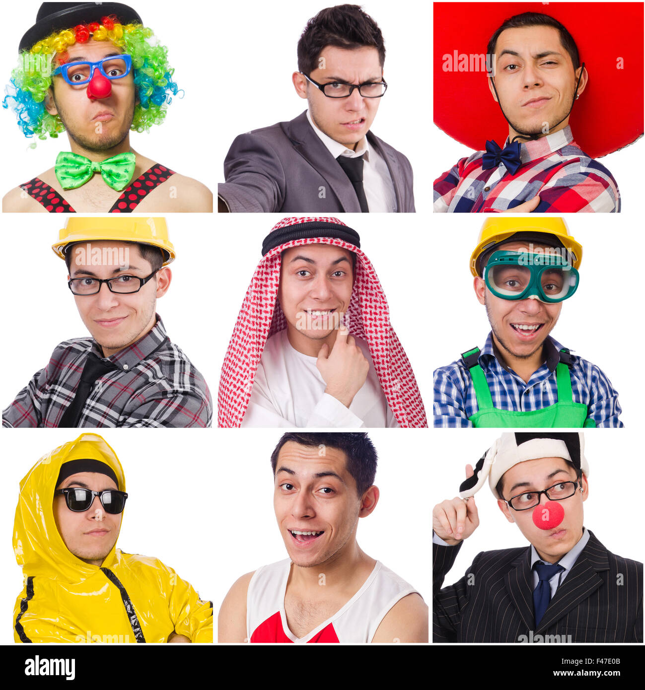 Collage of many faces from same model Stock Photo - Alamy