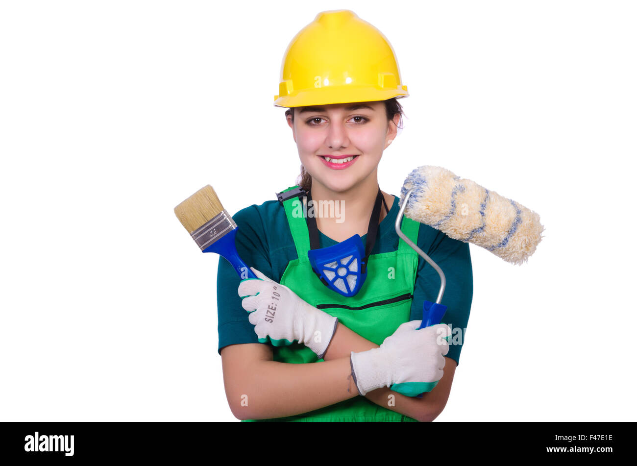 Woman painter isolated on white Stock Photo - Alamy