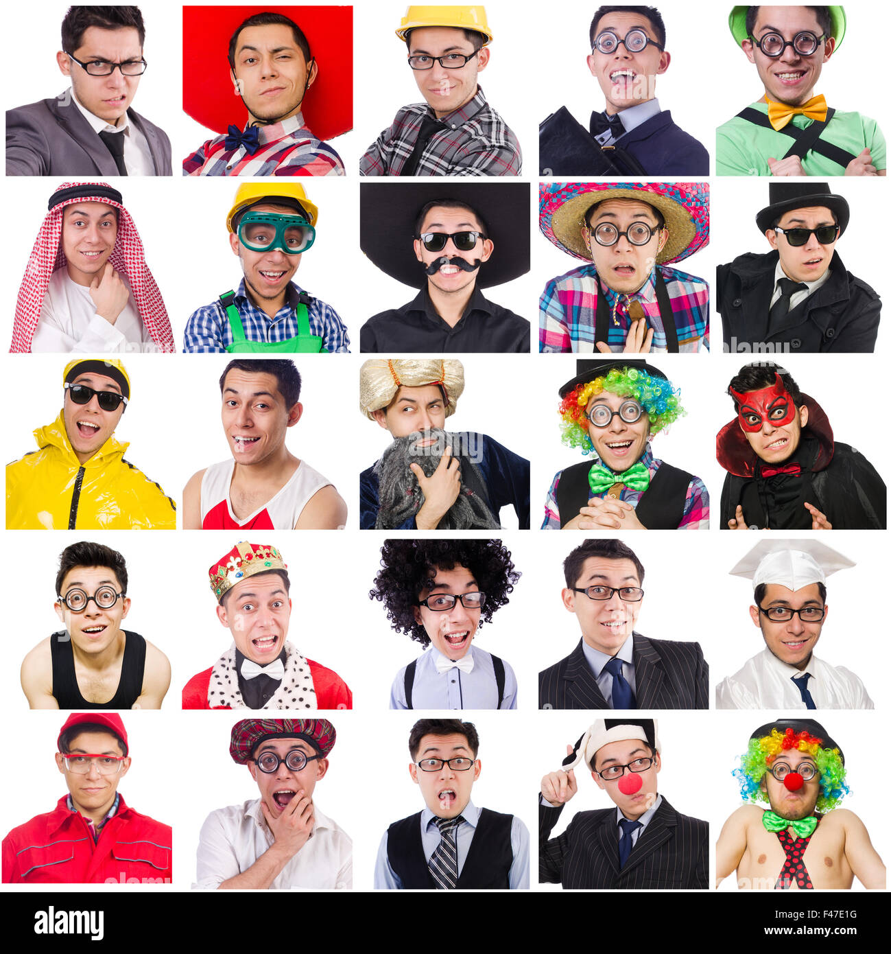 Collage of many faces from same model Stock Photo - Alamy