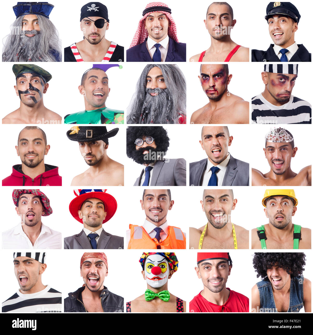 Collage of many faces from same model Stock Photo - Alamy