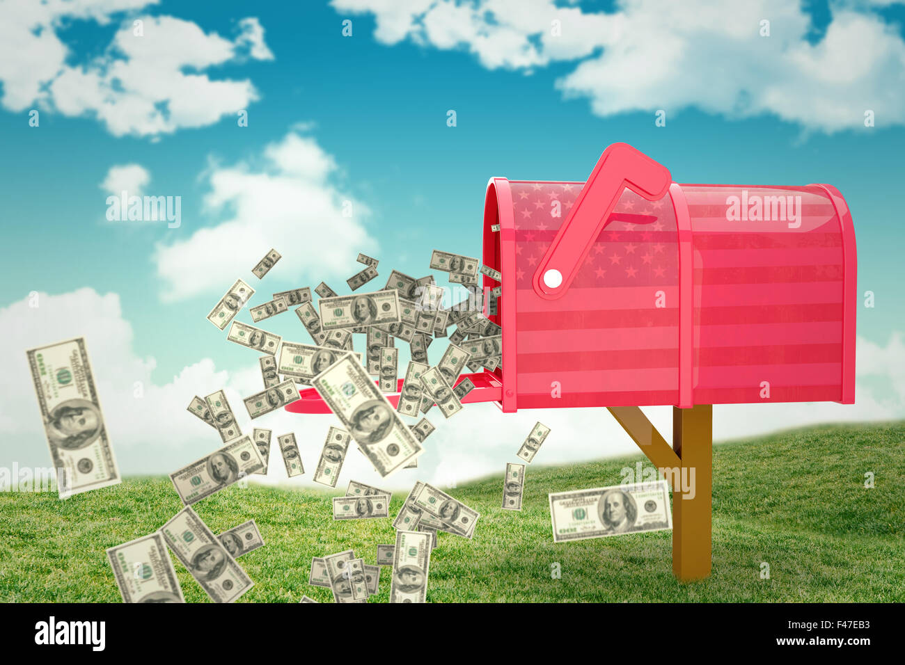Composite image of falling dollars Stock Photo - Alamy