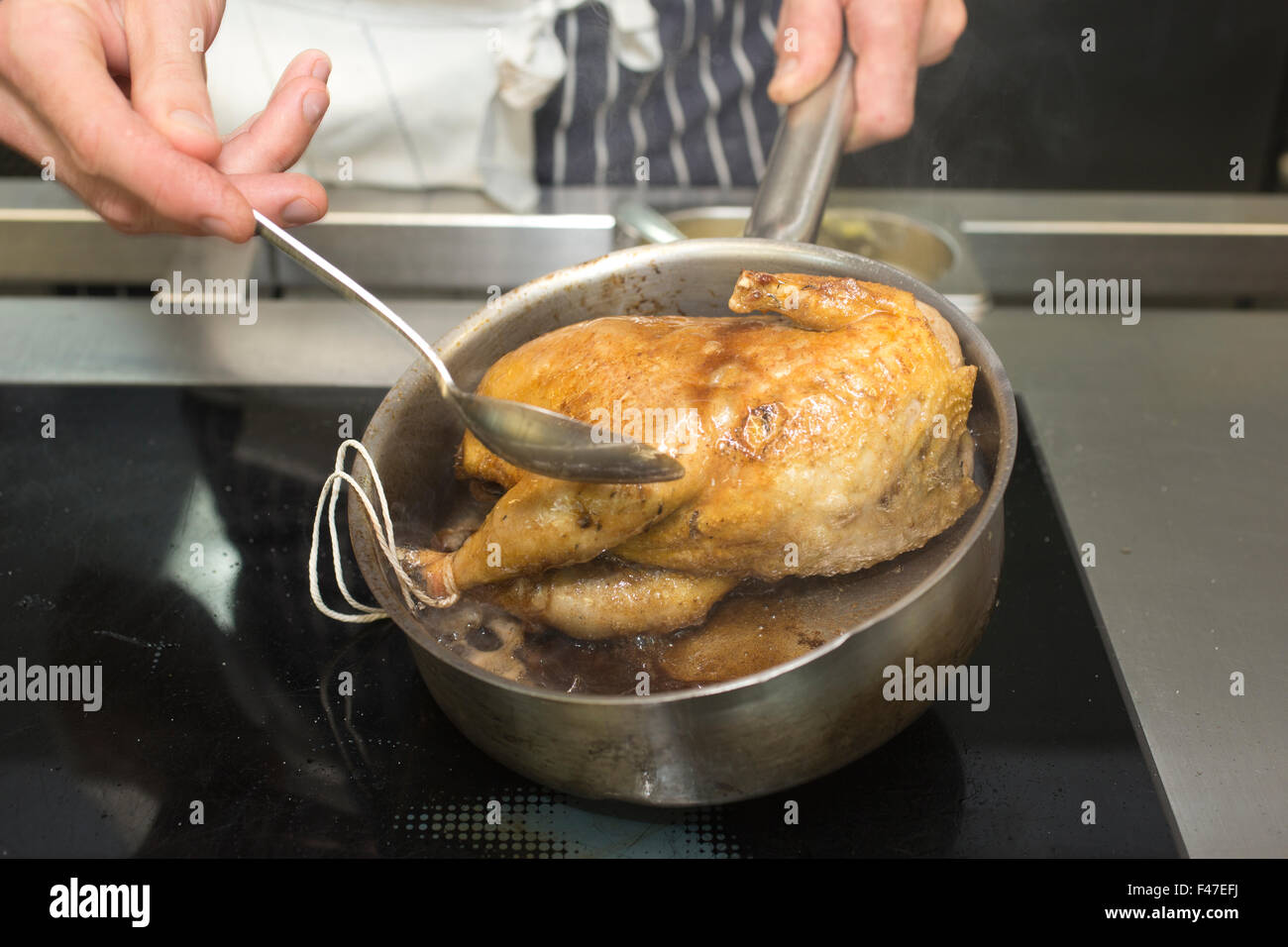 Peter Weedon preparing roast pheasant, chef at Newman Street Tavern ...