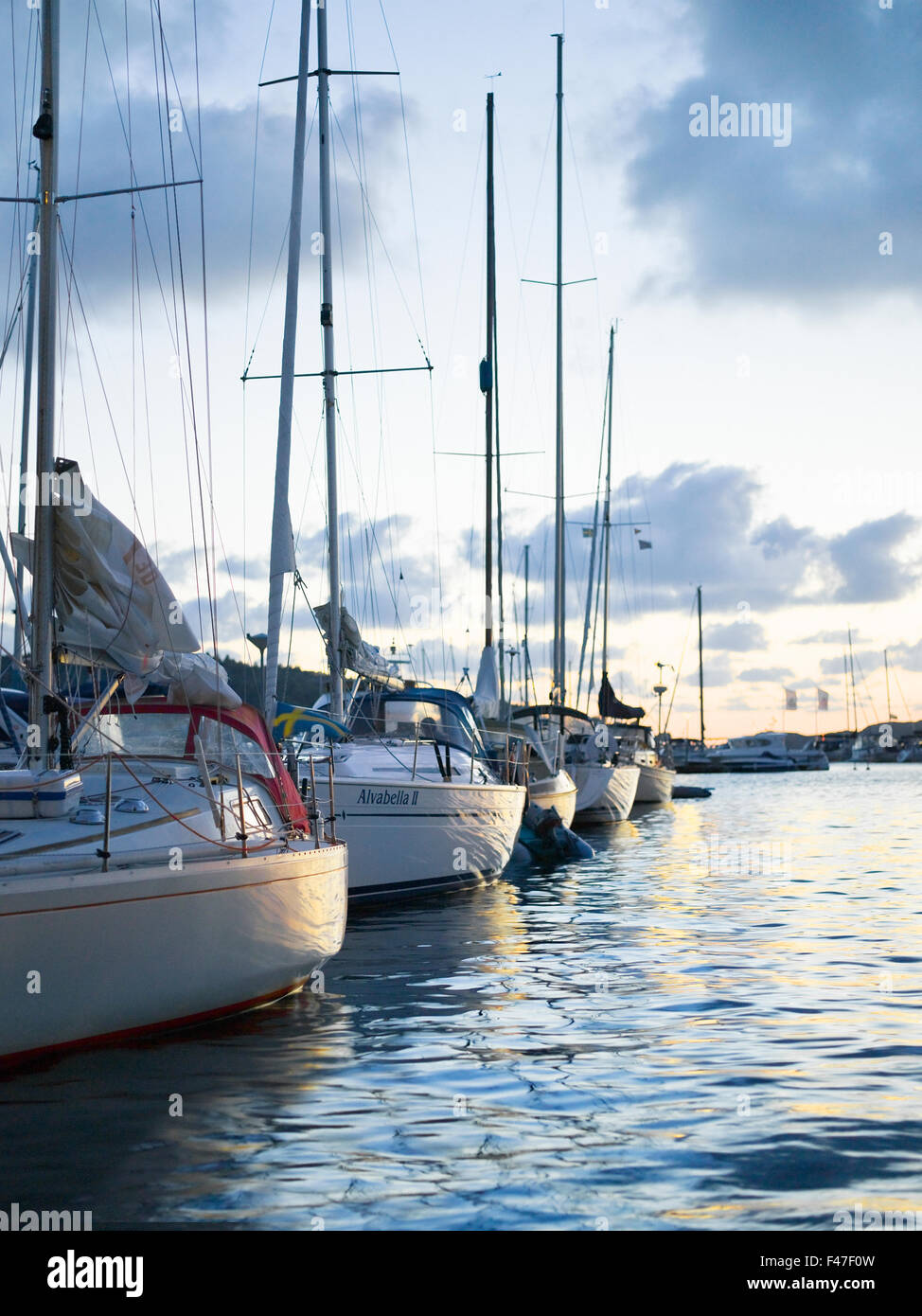 Sailing-boats in a row, Sweden Stock Photo - Alamy