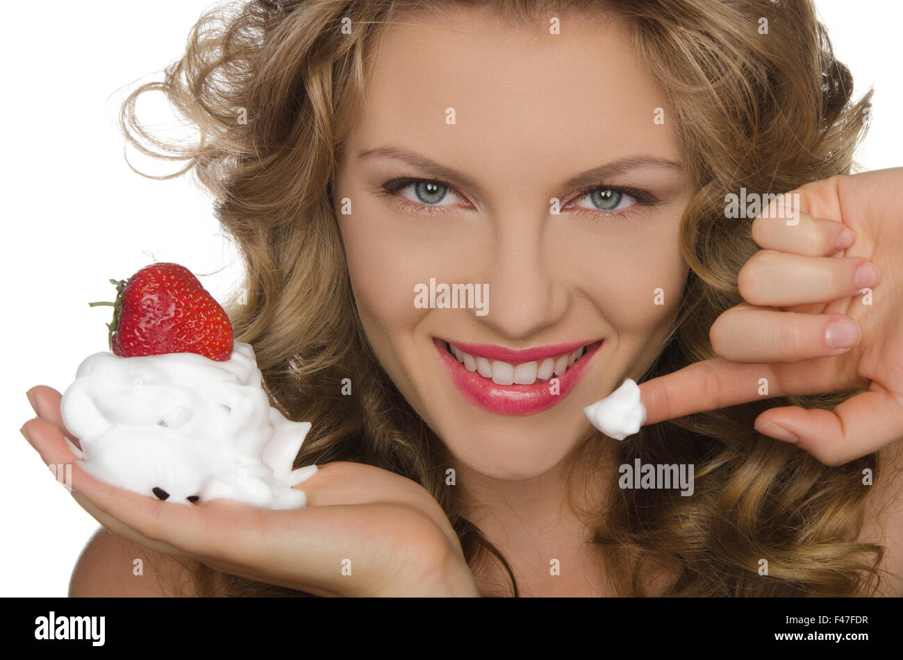 Woman strawberry cream hi-res stock photography and images - Alamy