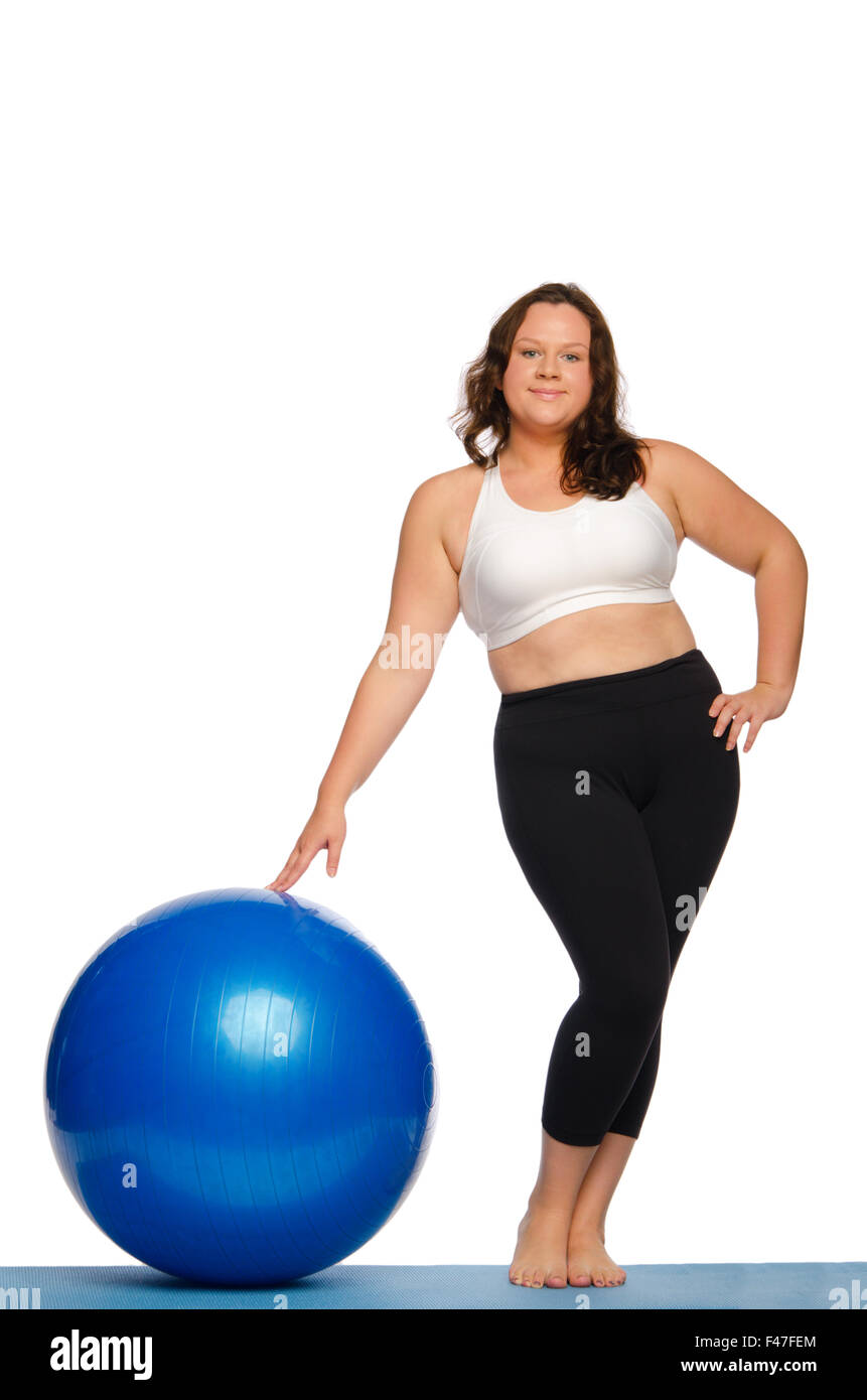 Fat woman with ball Stock Photo - Alamy