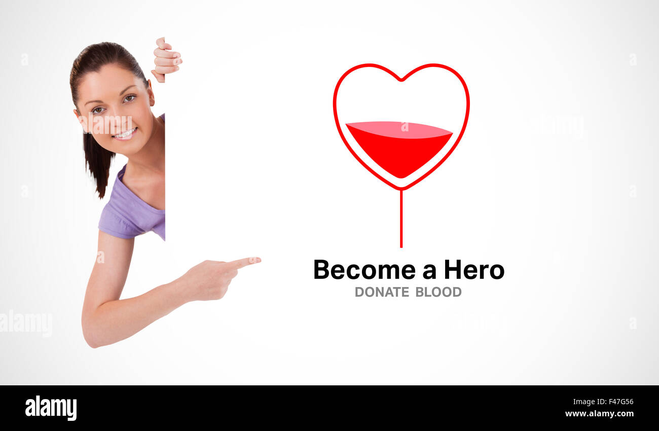 A blood donation sign being pointed at Stock Photo - Alamy