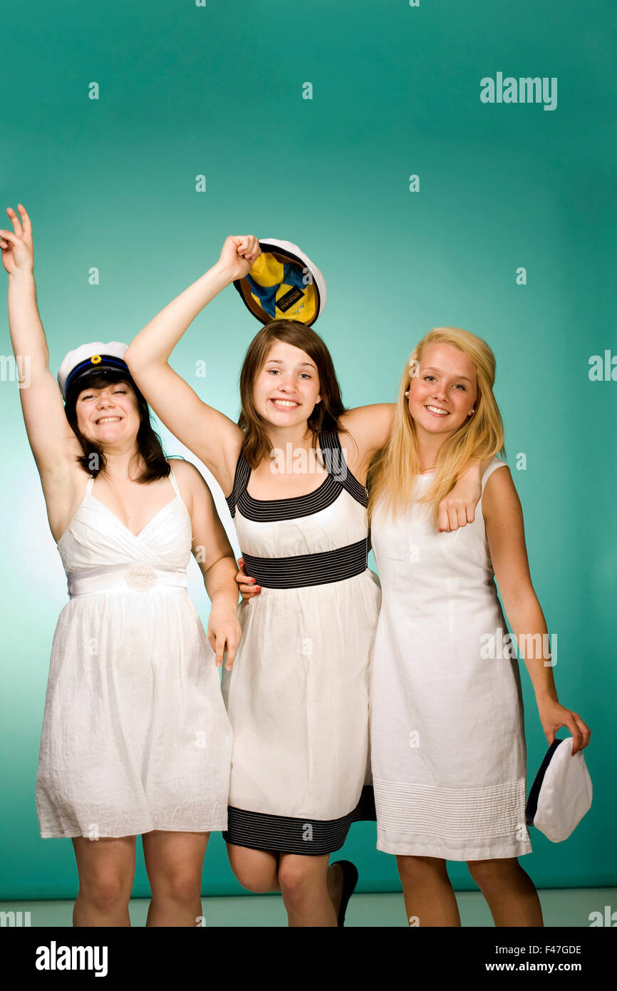 School girls dressed in white hi-res stock photography and images - Alamy