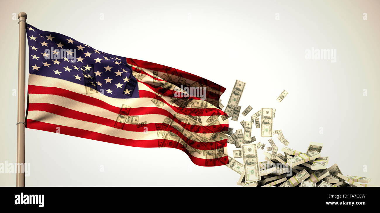 Composite image of falling dollars Stock Photo - Alamy