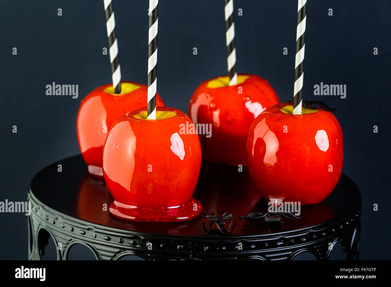 Handmade red candy apples for Halloween Stock Photo - Alamy