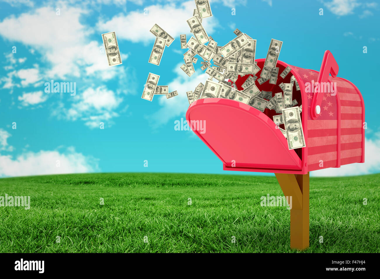 Composite image of falling dollars Stock Photo - Alamy