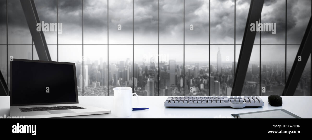 Composite image of desk Stock Photo - Alamy