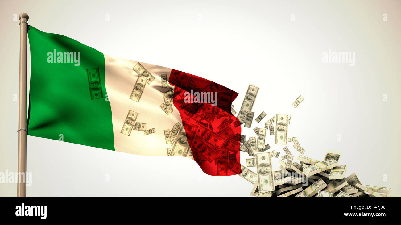 Composite image of falling dollars Stock Photo - Alamy