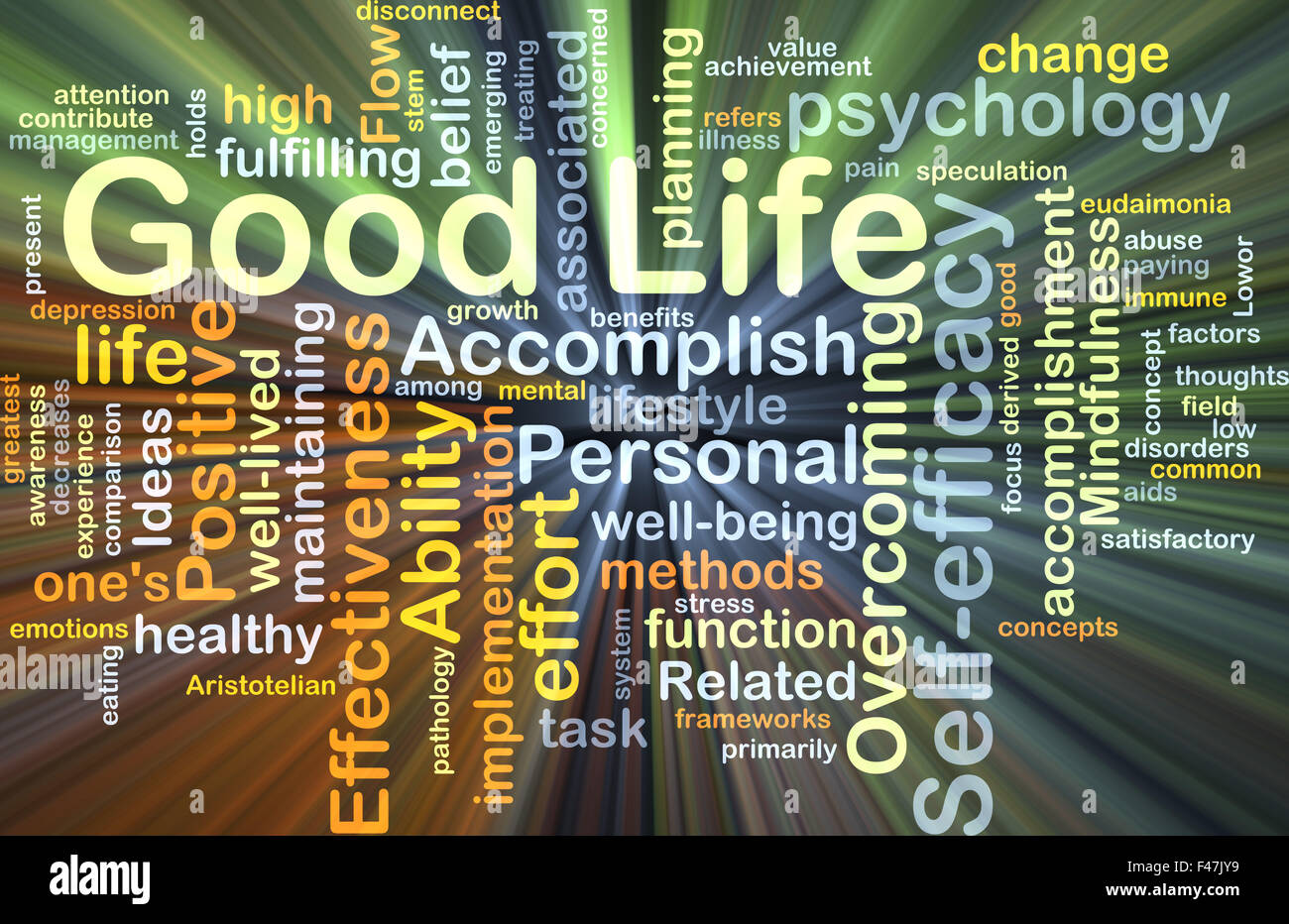 Background concept wordcloud illustration of good life glowing light ...