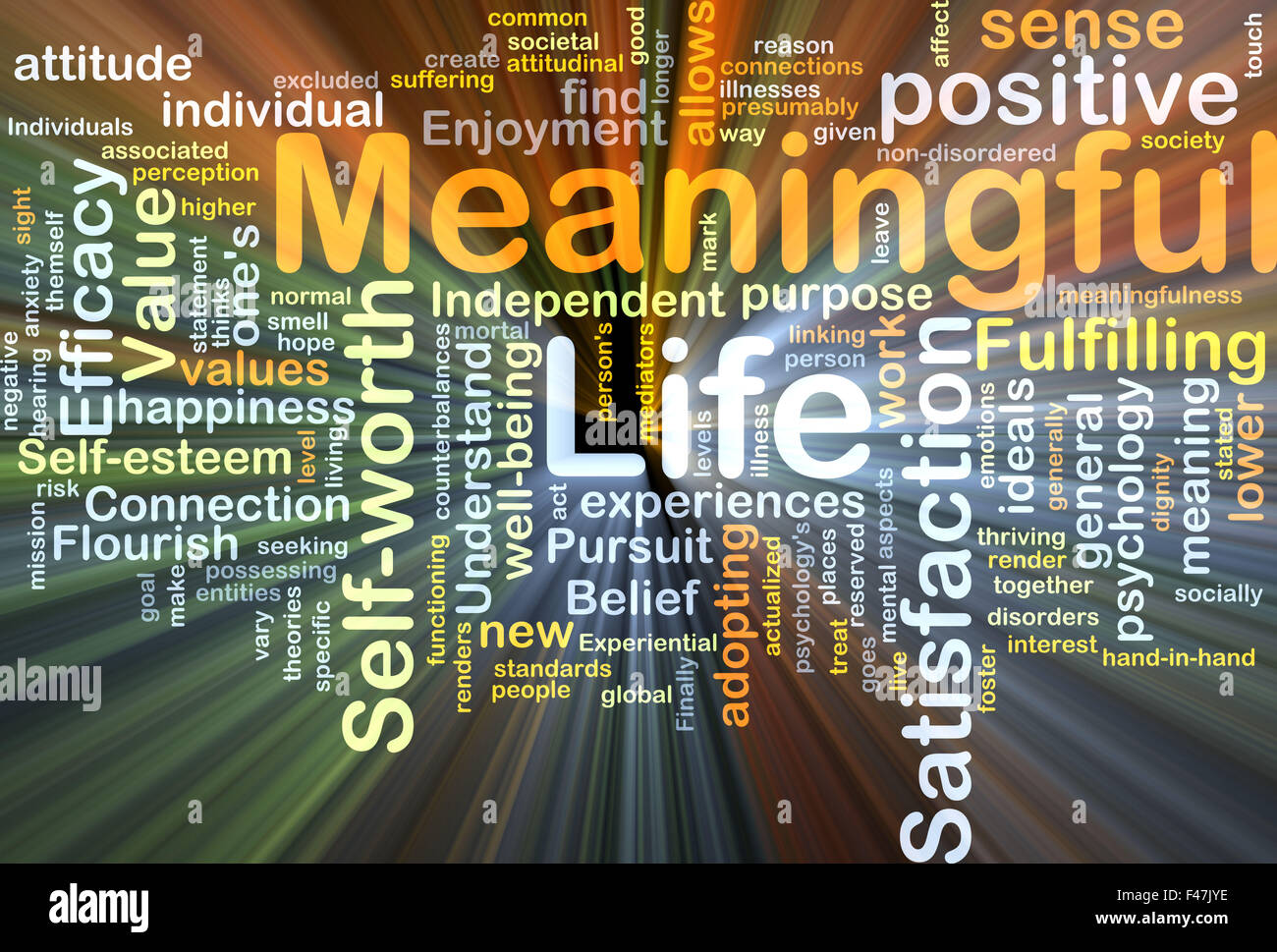 Background concept wordcloud illustration of meaningful life glowing ...