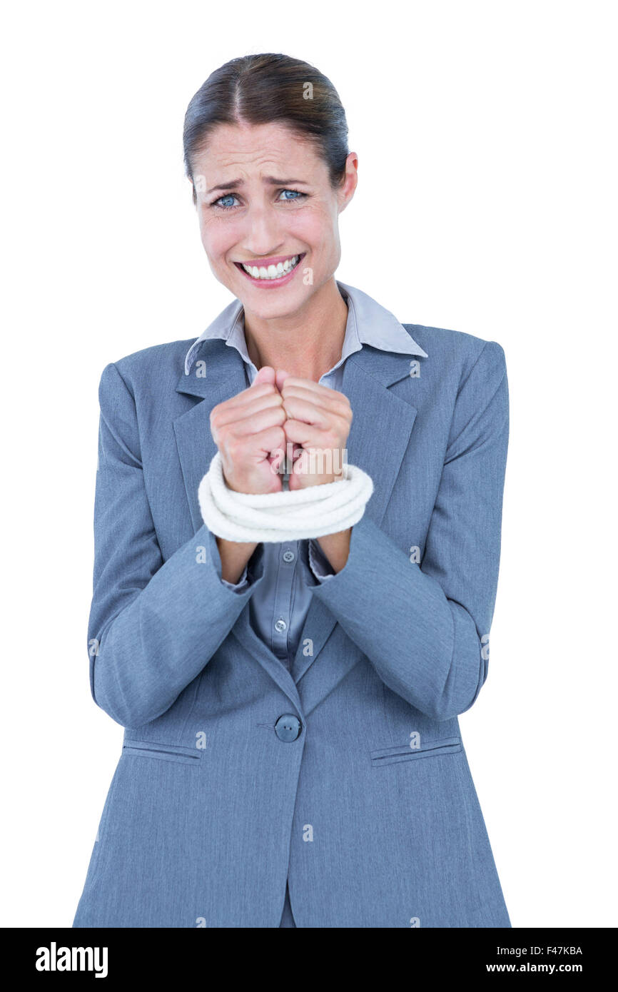Businesswoman Being Tied Up Stock Photo Alamy Businesswoman Being Tied Up Stock Photo Alamy