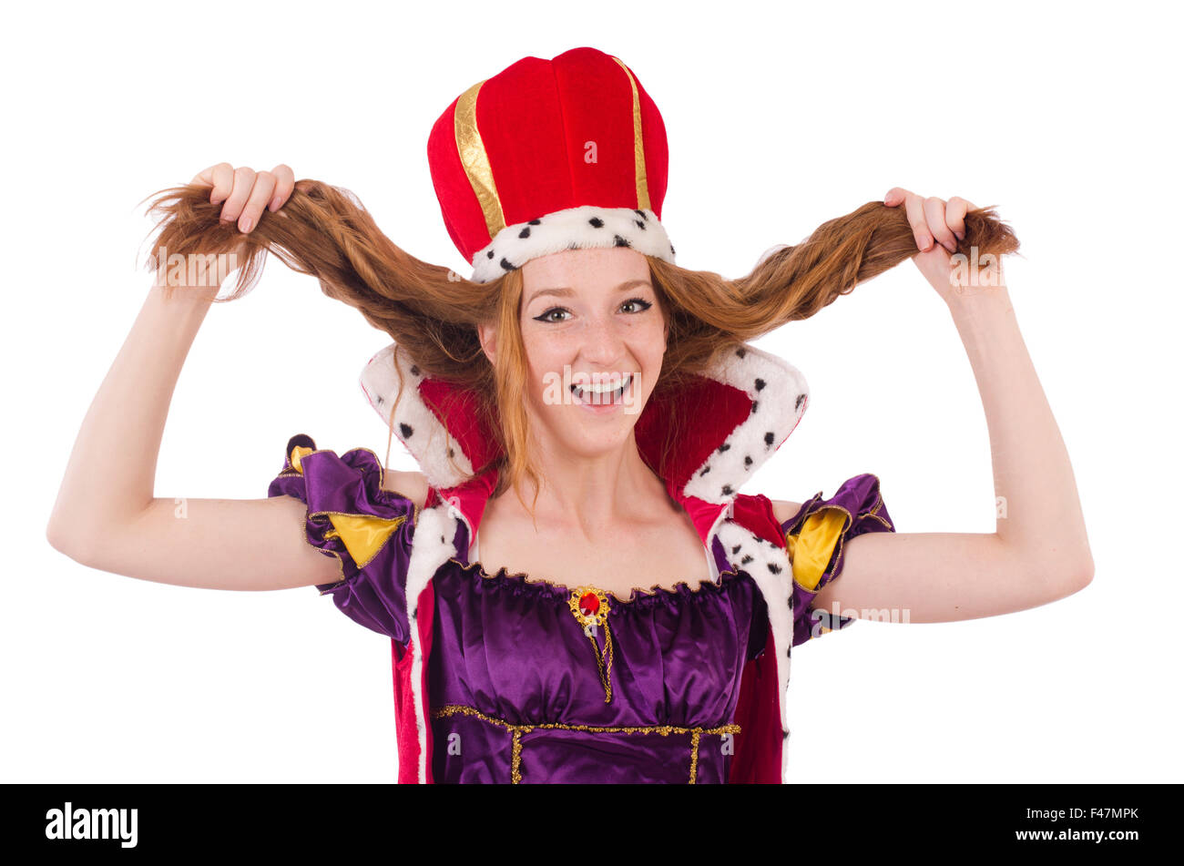 Woman queen isolated on white Stock Photo - Alamy