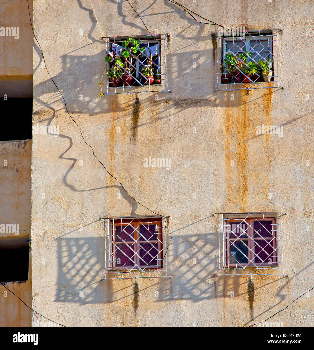 window in morocco africa and old construction wal brick historical ...