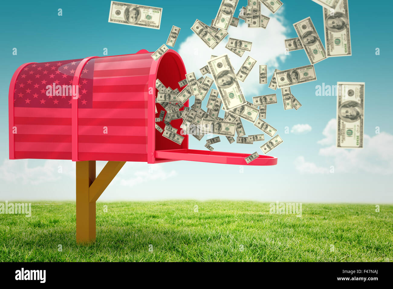 Composite image of falling dollars Stock Photo - Alamy