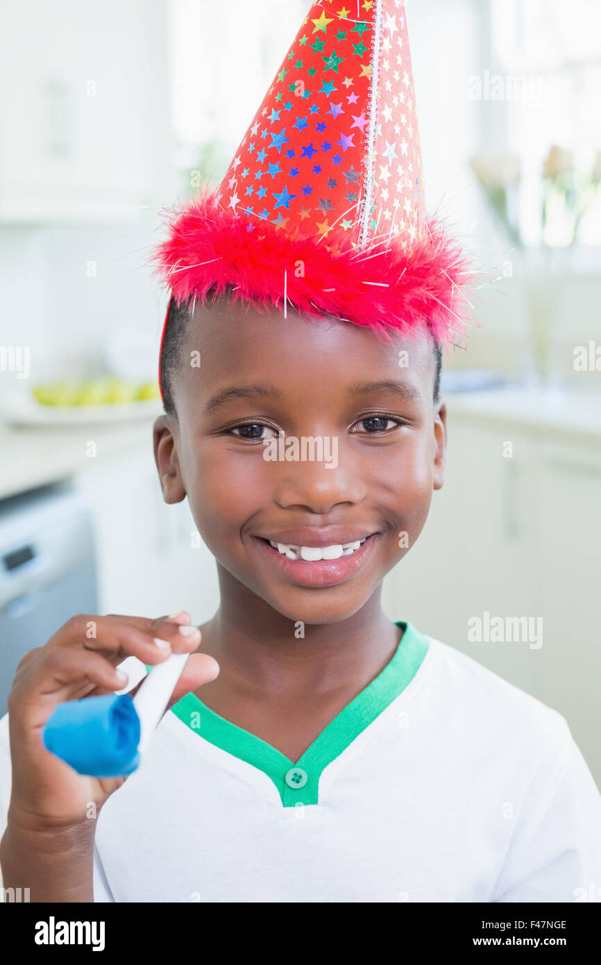 Happy boy celebrating a birthday Stock Photo - Alamy