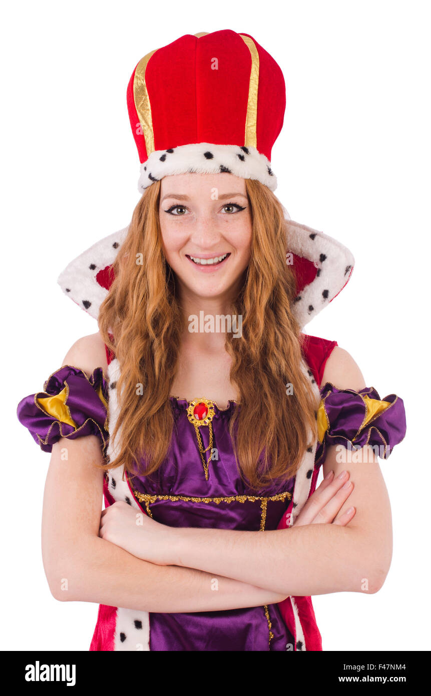 Woman queen isolated on white Stock Photo - Alamy