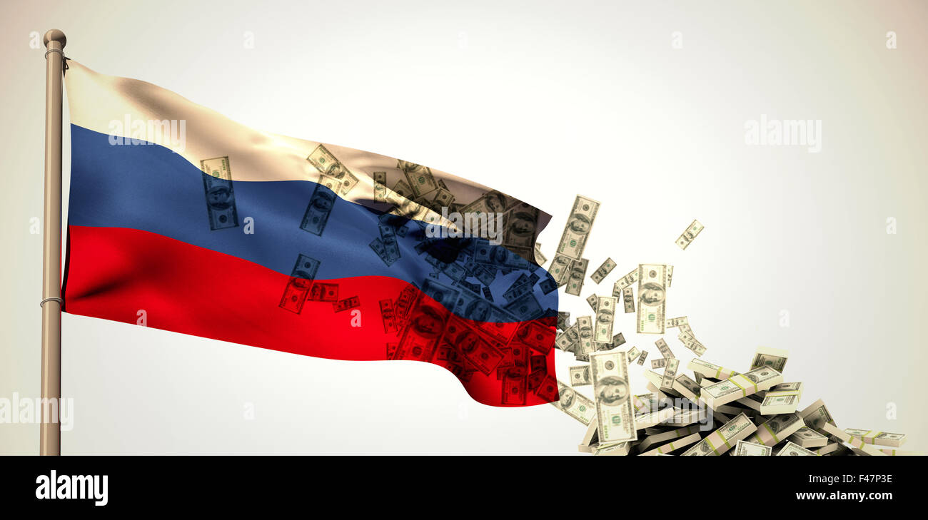 Composite image of falling dollars Stock Photo - Alamy
