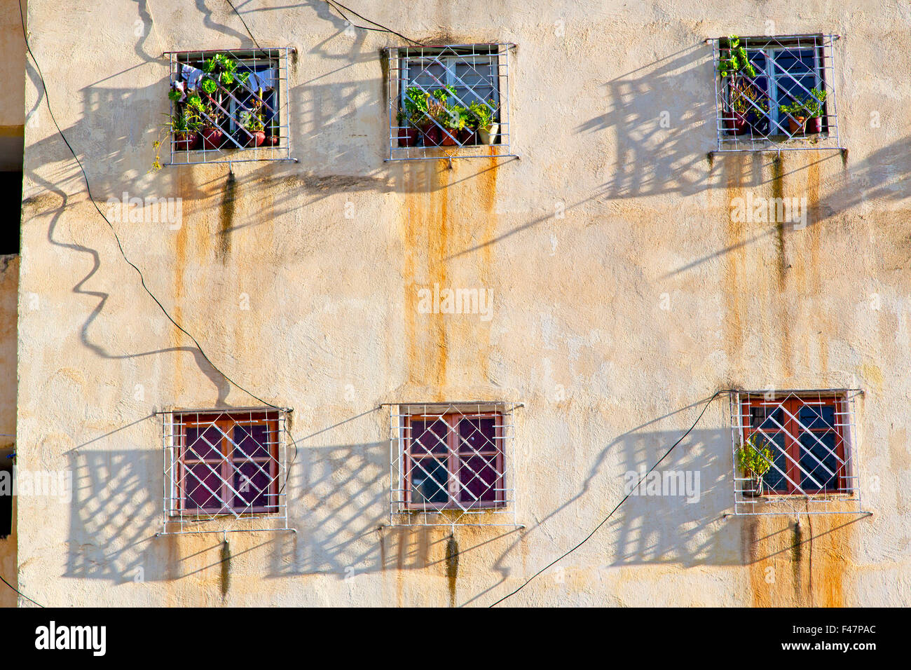 window in morocco africa and old construction wal brick historical ...