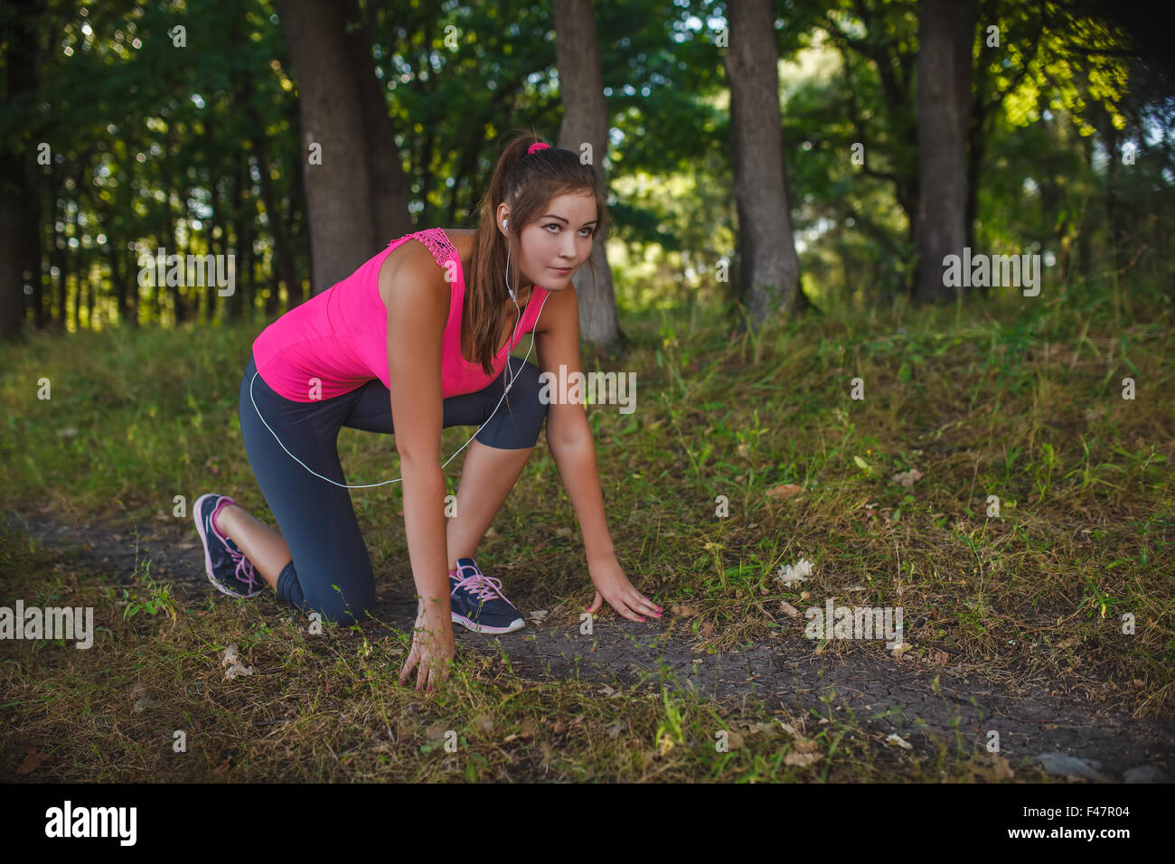 Girl European appearance young brown-haired woman in a pink shir Stock ...