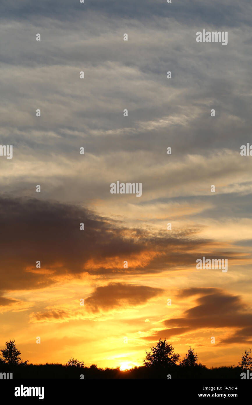 beautiful landscape with a sunset sky over the field Stock Photo - Alamy
