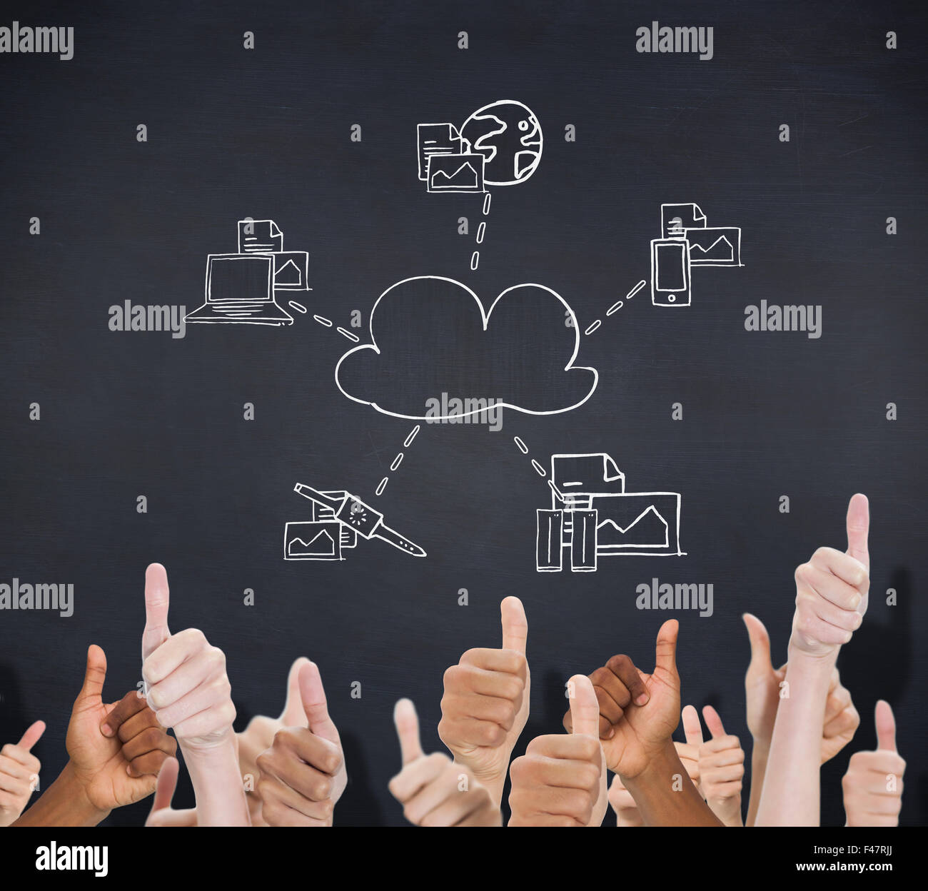 Composite image of hands showing thumbs up Stock Photo - Alamy