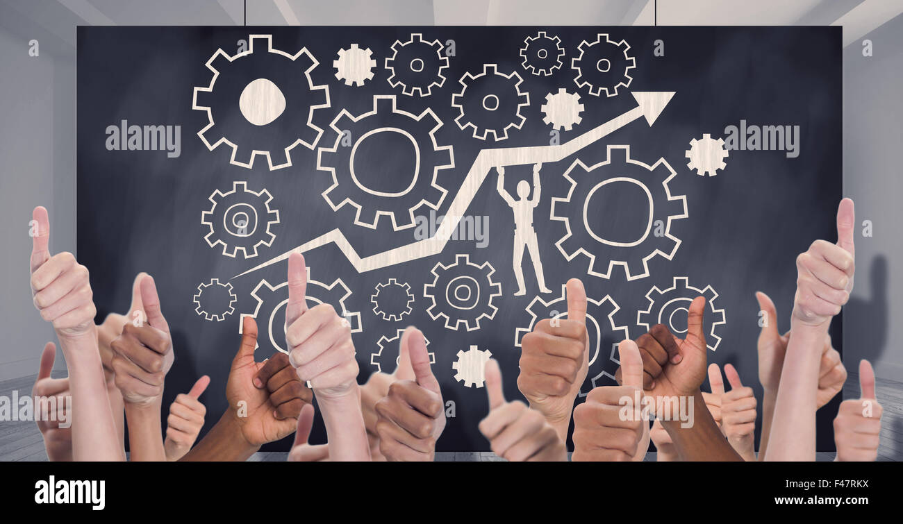 Composite image of hands showing thumbs up Stock Photo - Alamy