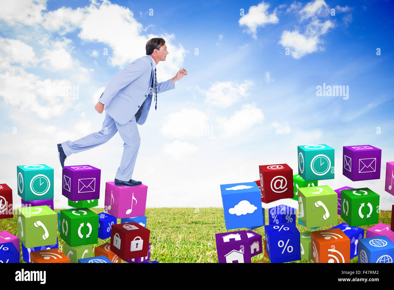 Composite image of stepping businessman Stock Photo - Alamy