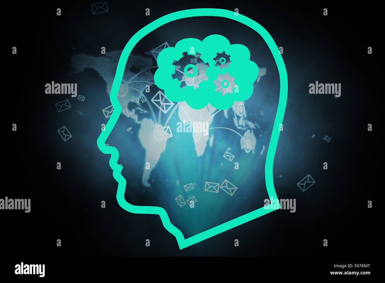 Head cog wheel in brain hi-res stock photography and images - Alamy