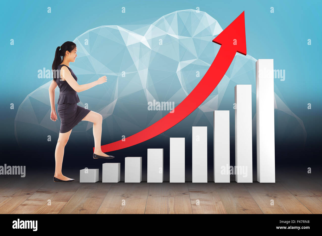 Composite image of businesswoman stepping up Stock Photo - Alamy