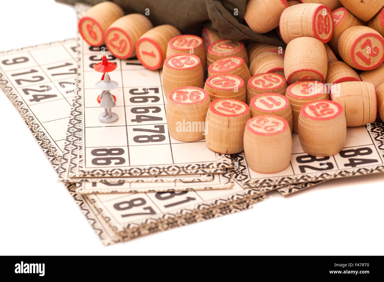 Cards and kegs for Russian lotto (bingo game) isolated on white ...