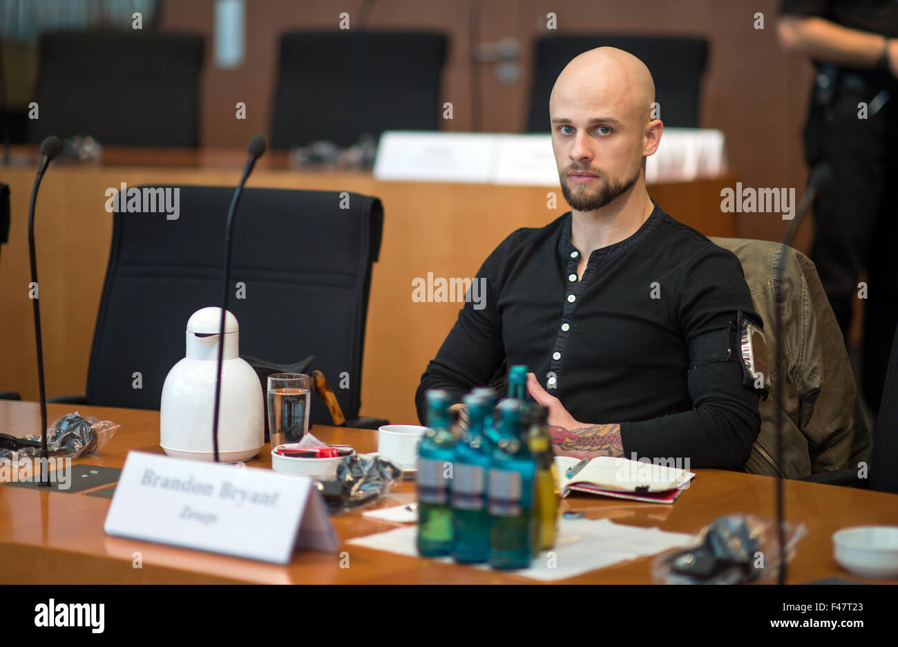 Former US-American drone pilot Brandon Bryant is questioned as a ...