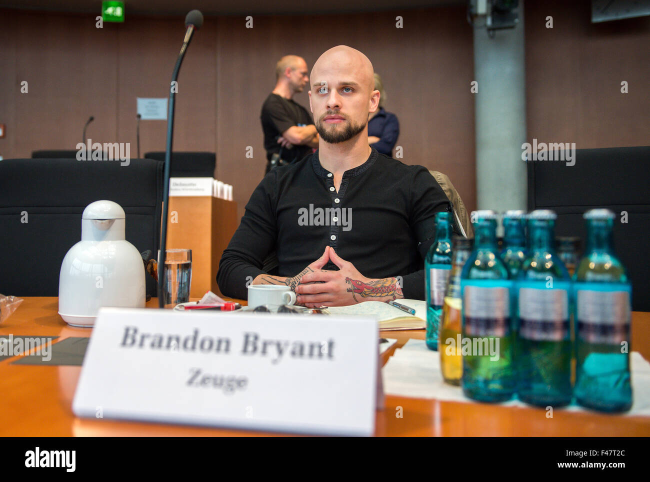 Former US-American drone pilot Brandon Bryant is questioned as a ...